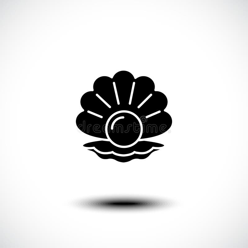 Sea Shell Line Art Icon Isolated on White Background Stock Vector ...