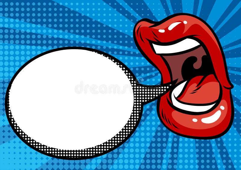 Comic Mouth Shouting and Empty Speech Bubble Stock Vector ...
