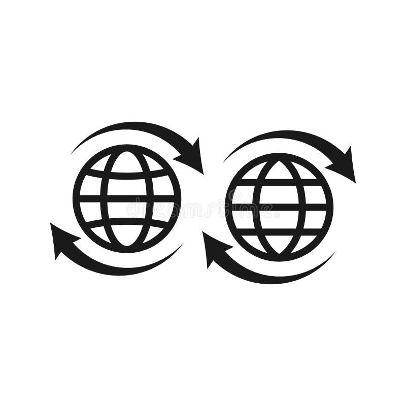 Globe with Arrows Concept Icon Set. Planet Earth and Arrows Symbols ...