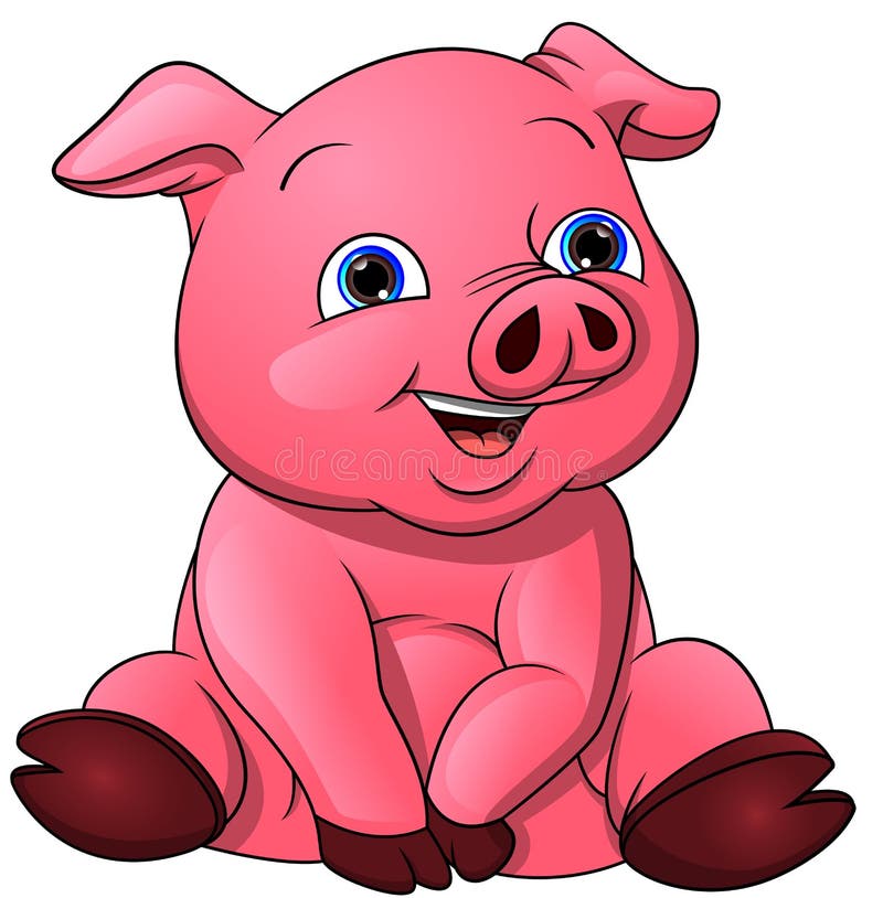 Cute Baby Pig Cartoon Sitting Stock Vector - Illustration of cute ...