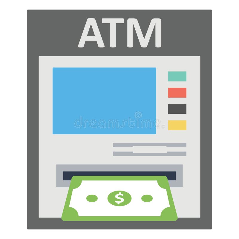 Atm Machine Color Vector Icon Isolated and Fully Editable Stock Vector ...