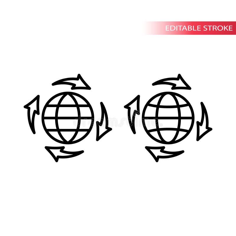 Globe with Arrows Concept Icon Set. Planet Earth and Arrows Symbols ...