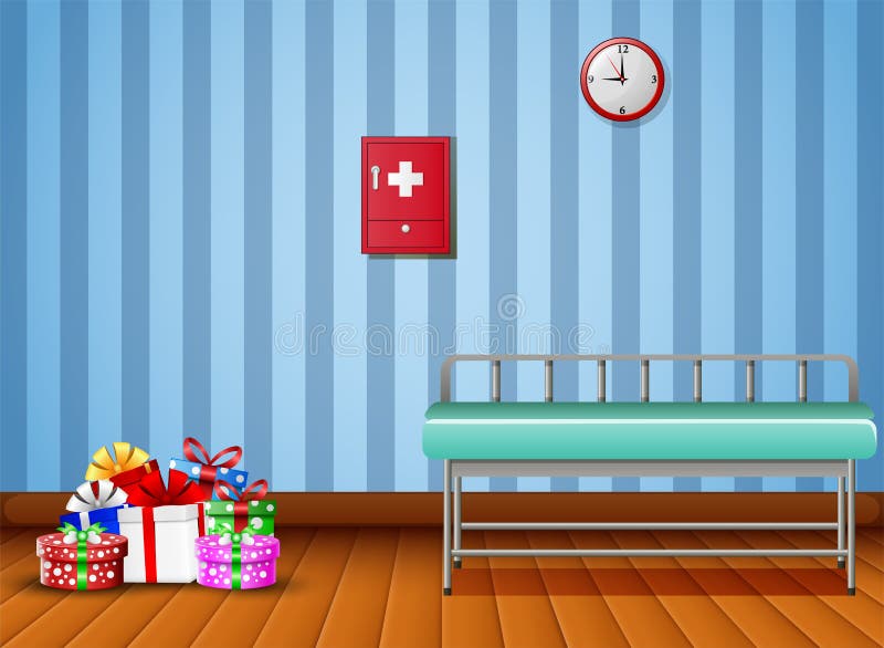 The Patient Room with Many Gifts on the Floor Stock Vector ...