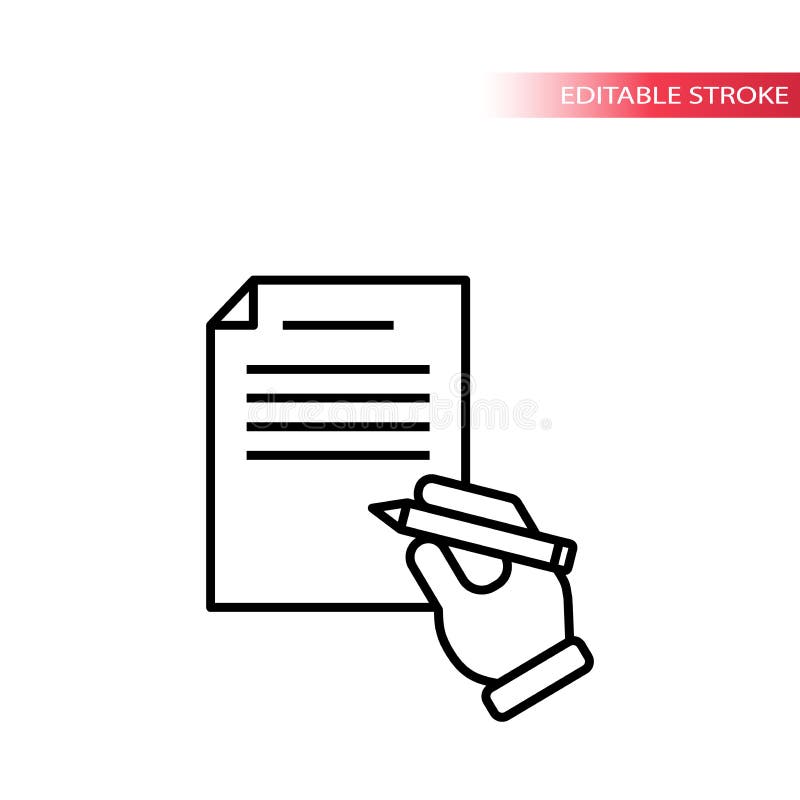 Hand Holding Pen Signing Paper Document or Contract Icon. Stock Vector ...