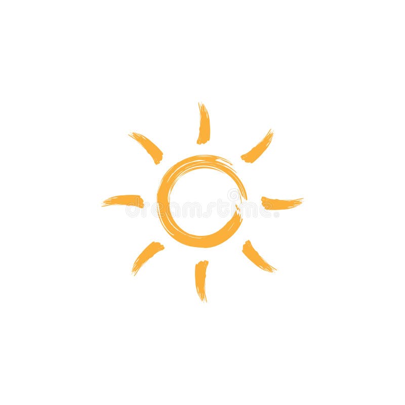 Sun with Sun Rays Dry Brush Vector Icon. Stock Vector - Illustration of ...