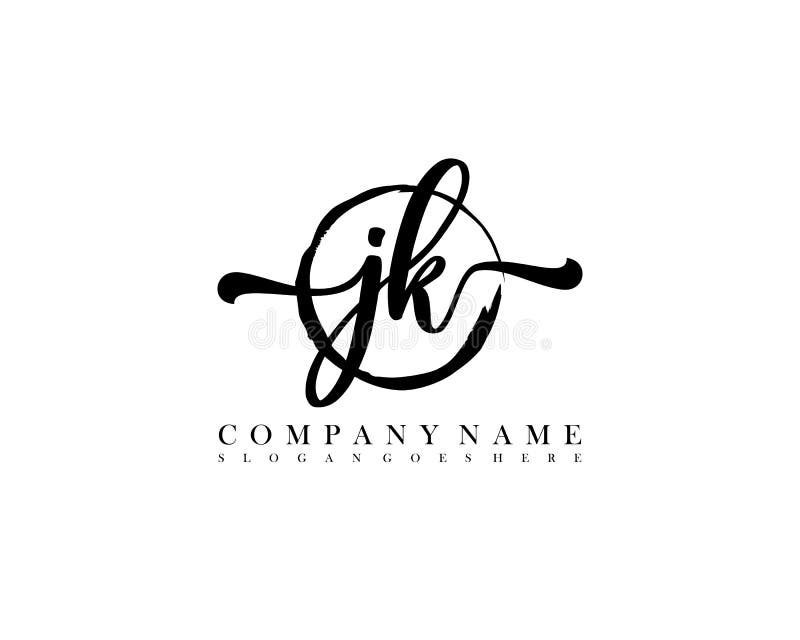 JK Initial Handwriting Logo Circle Hand Drawn Template Vector Stock ...