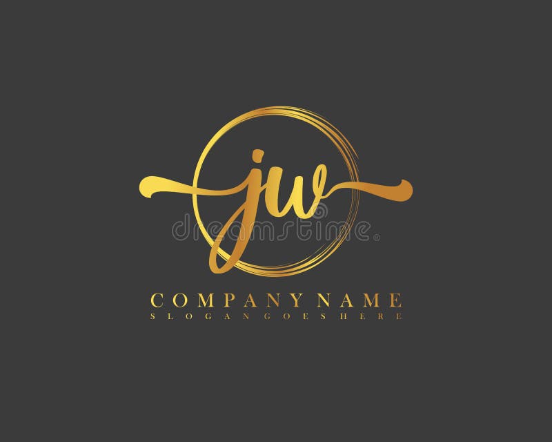JW Initial Handwriting Logo Circle Hand Drawn Template Vector Stock ...