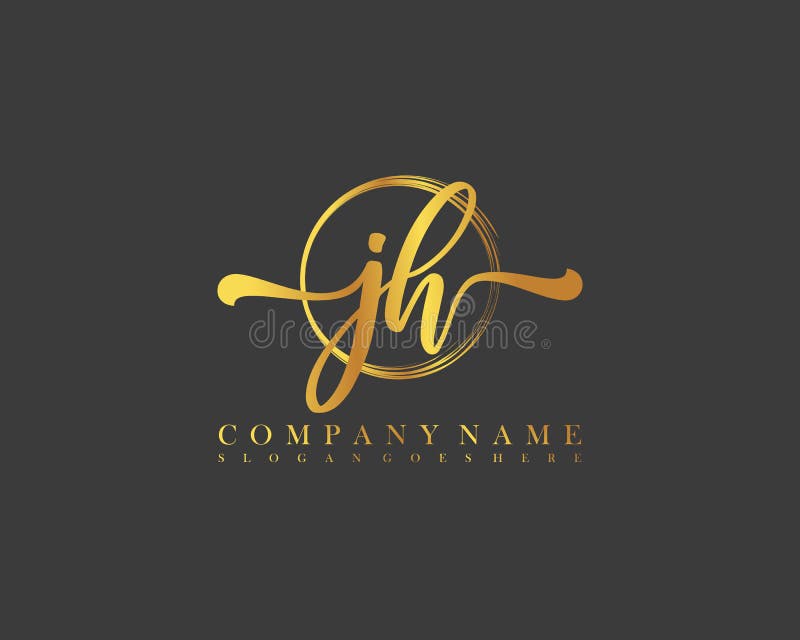 JH Initial Handwriting Logo Circle Hand Drawn Template Vector Stock ...