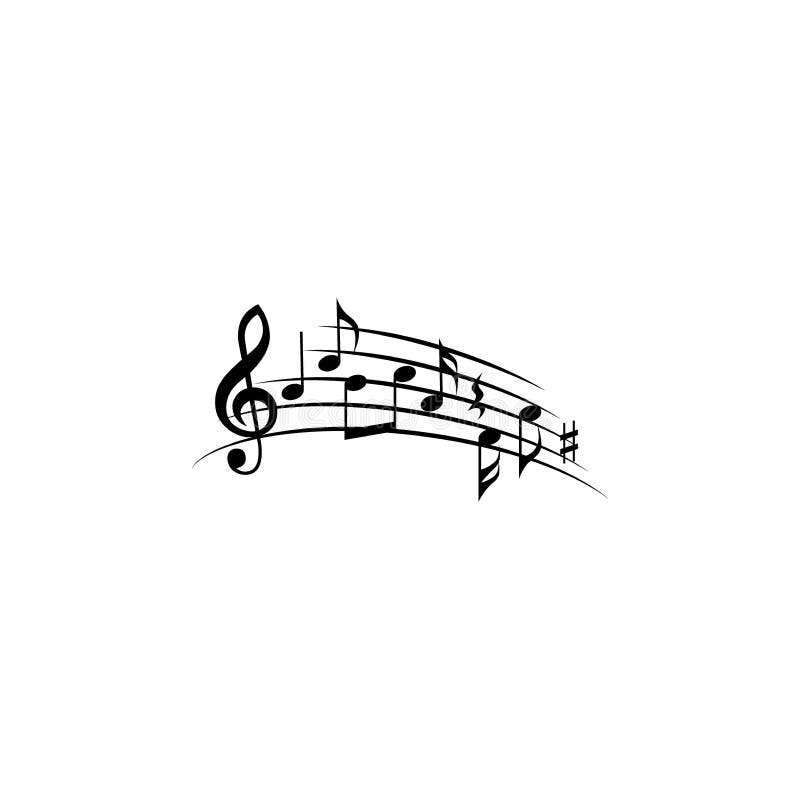 Curved Music Staff and Notes Background. Waving Musical Staff and Notes ...