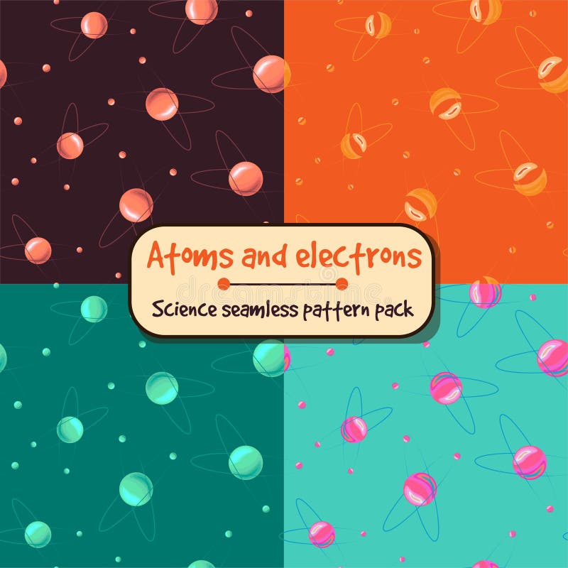Atoms and Electrons Science Seamless Pattern Pack. Repetitive Pattern ...