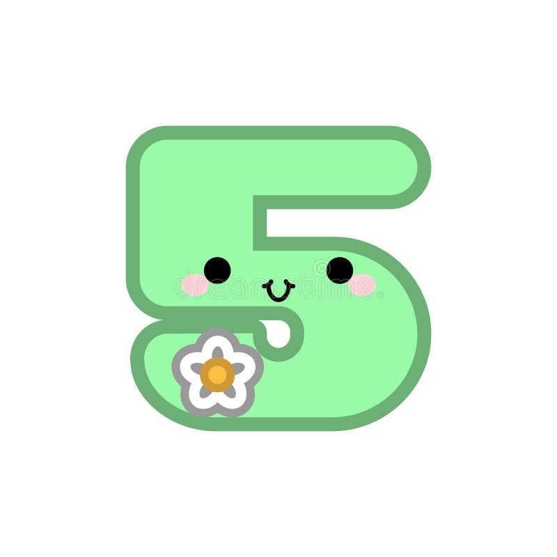 Number 5 Happy Smile Face Character Design Vector Stock Vector ...