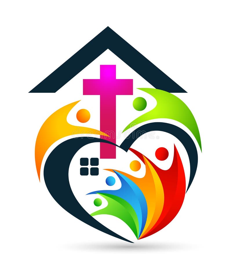 Family Church People Heart Union Care Love Logo Design Icon on White ...