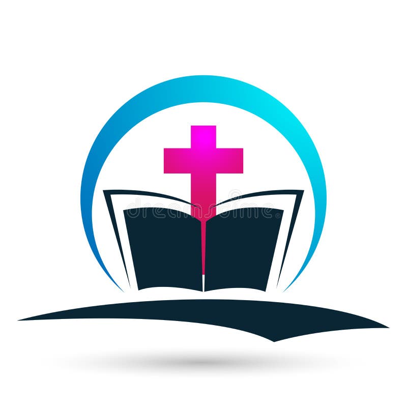 Cross with Bible Church People Union Care Love Logo Design Icon on ...