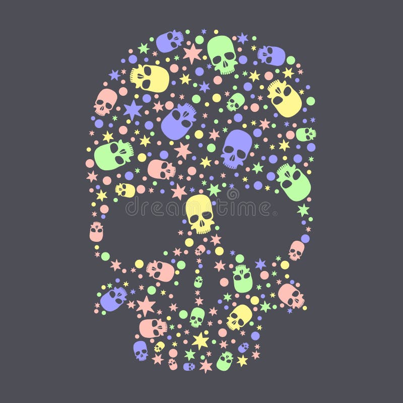 Colored Skulls Vector Illustration Stock Illustration - Illustration of ...