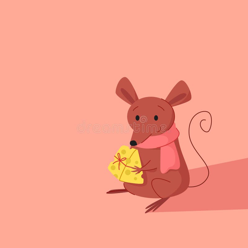 Cute Mouse Holding a Cheese Present. Stock Illustration - Illustration ...