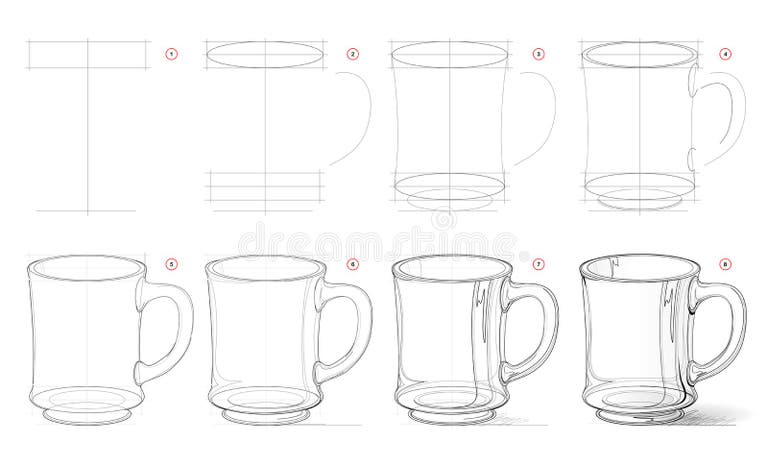 How To Draw from Nature Sketch of Realistic Glass Mug. Creation Step by ...