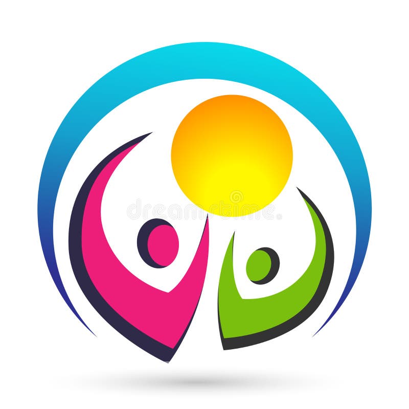 People Sun Winning Logo Team Work Celebration Wellness Icon Vector ...