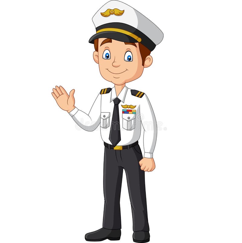 Cartoon Happy Captain Waving Hand Stock Vector - Illustration of ...
