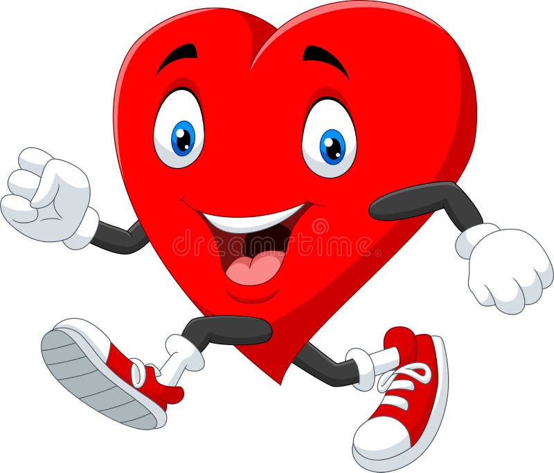 Cartoon Heart Running To Keep Healthy Stock Vector - Illustration of ...