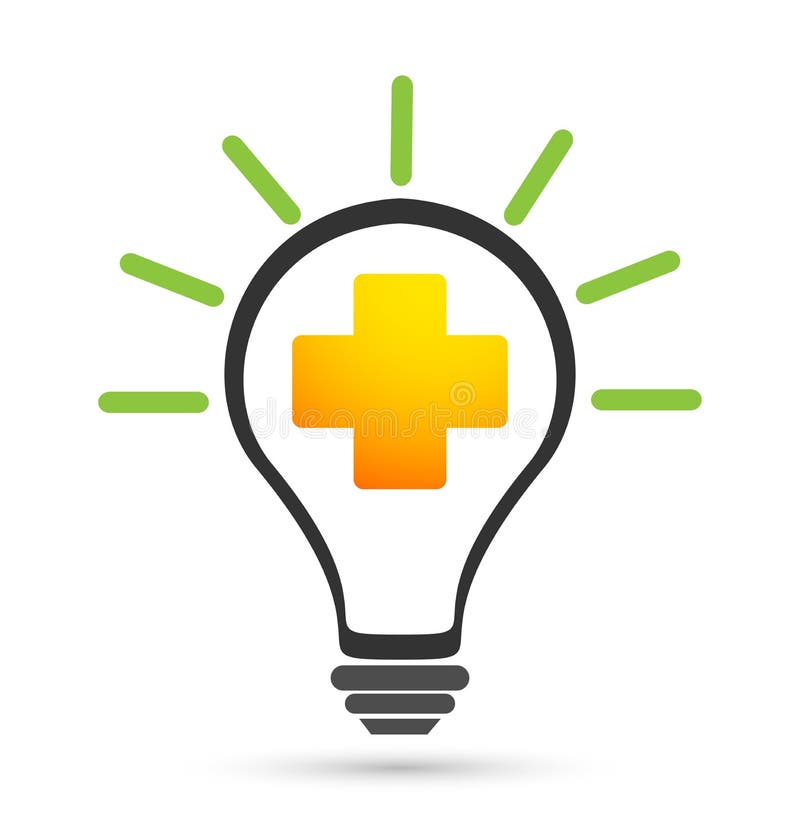 Abstract Medical Health Care Light Bulb Icon Idea Flat Vector ...