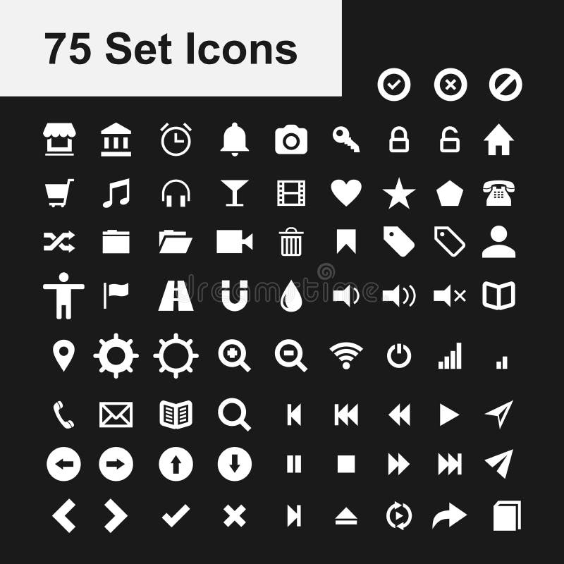 75 simple vector icons. stock vector. Illustration of button - 170884628