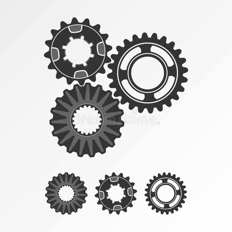 Three Sets of Gear and Bearings with Varying Shapes Stock Vector ...