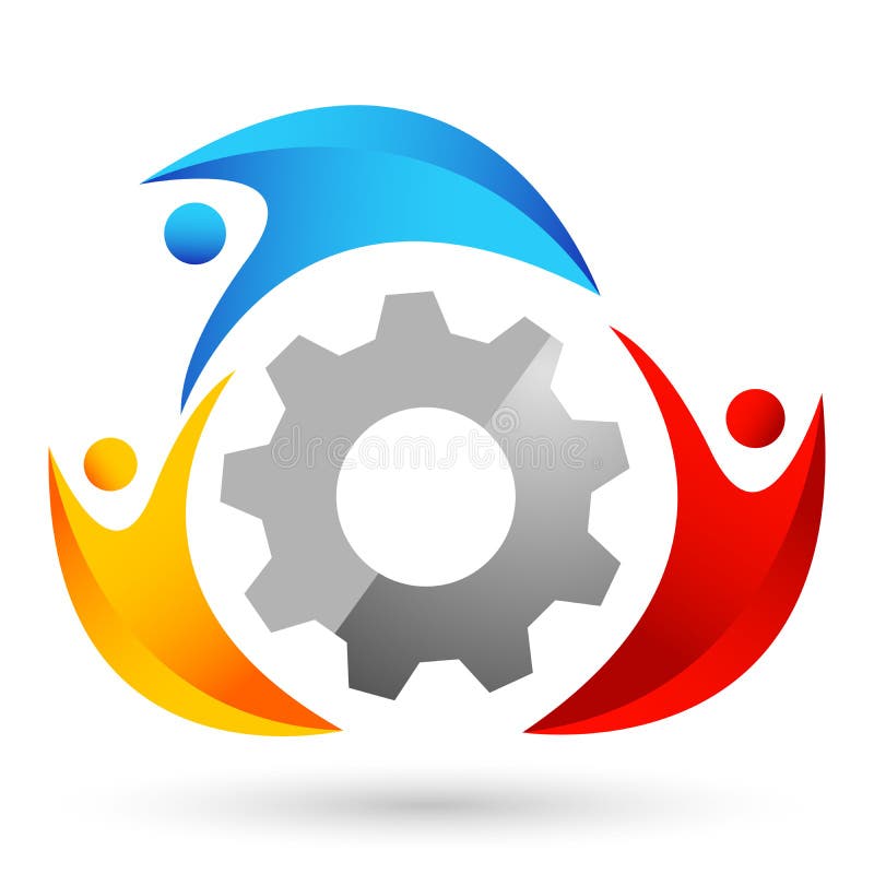 People Gear Globe Team Work Gear Logo Partnership Education Celebration ...