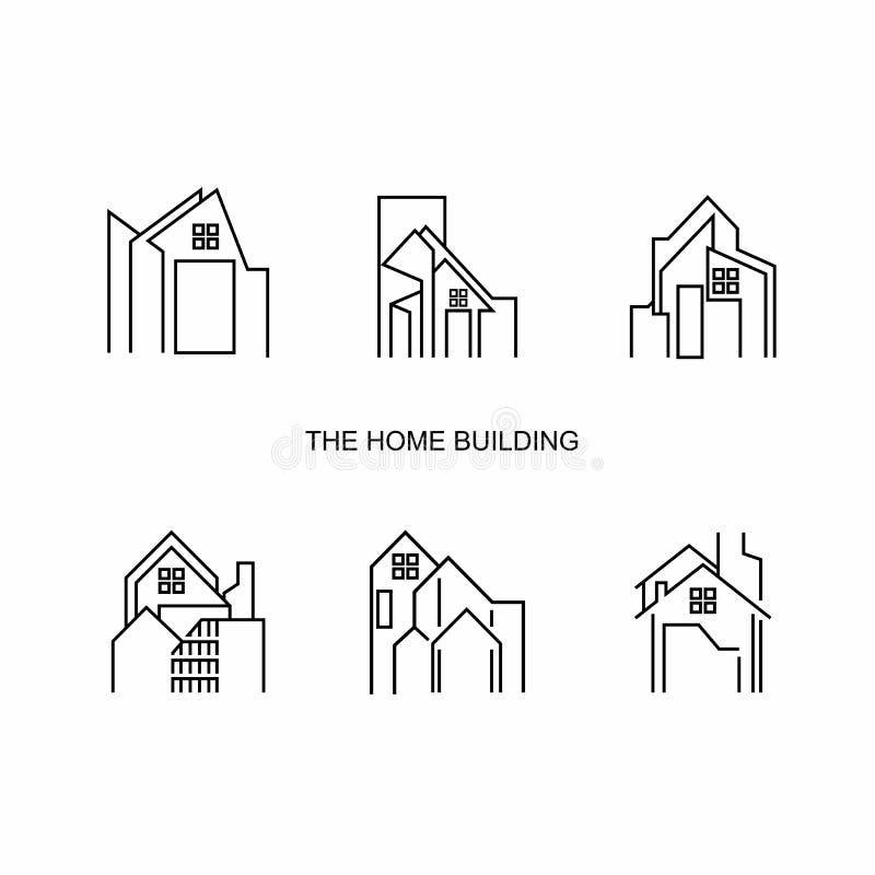 Various Forms of House Logo with the Type of Line Stock Vector ...