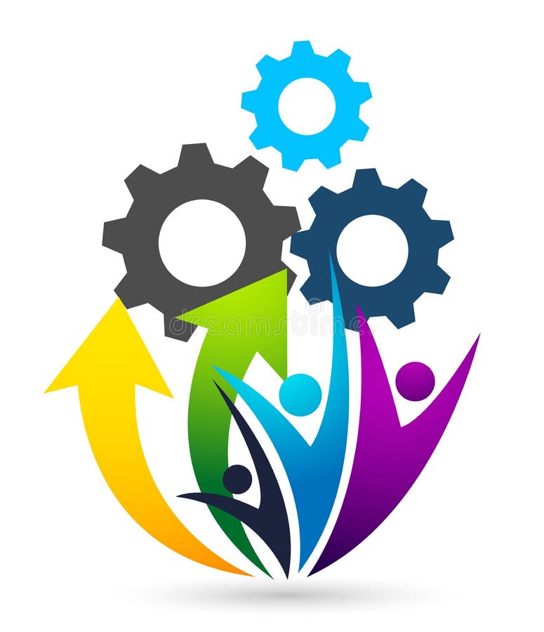 People Gear Globe Team Work Gear Wheels and Care Logo Partnership ...