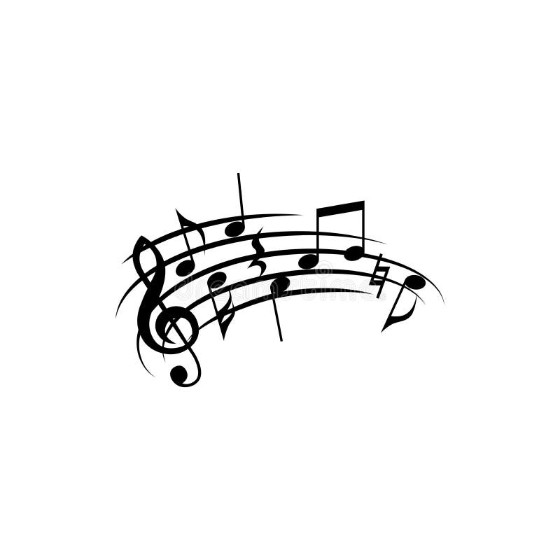 Curved Music Staff and Notes Background. Waving Musical Staff and Notes ...