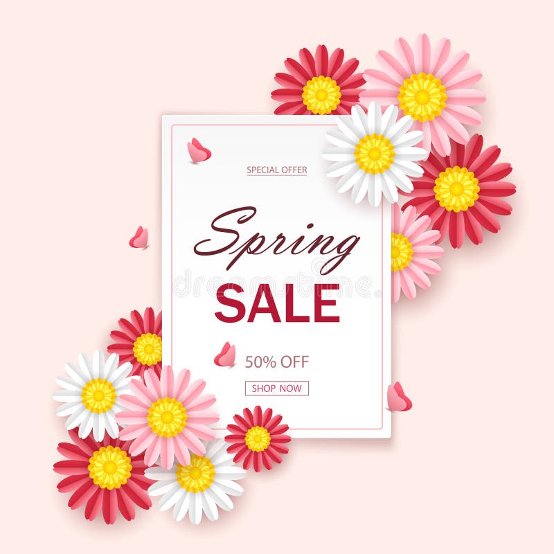 Spring Sale Background with Beautiful Flowers. Banner Perfect for ...