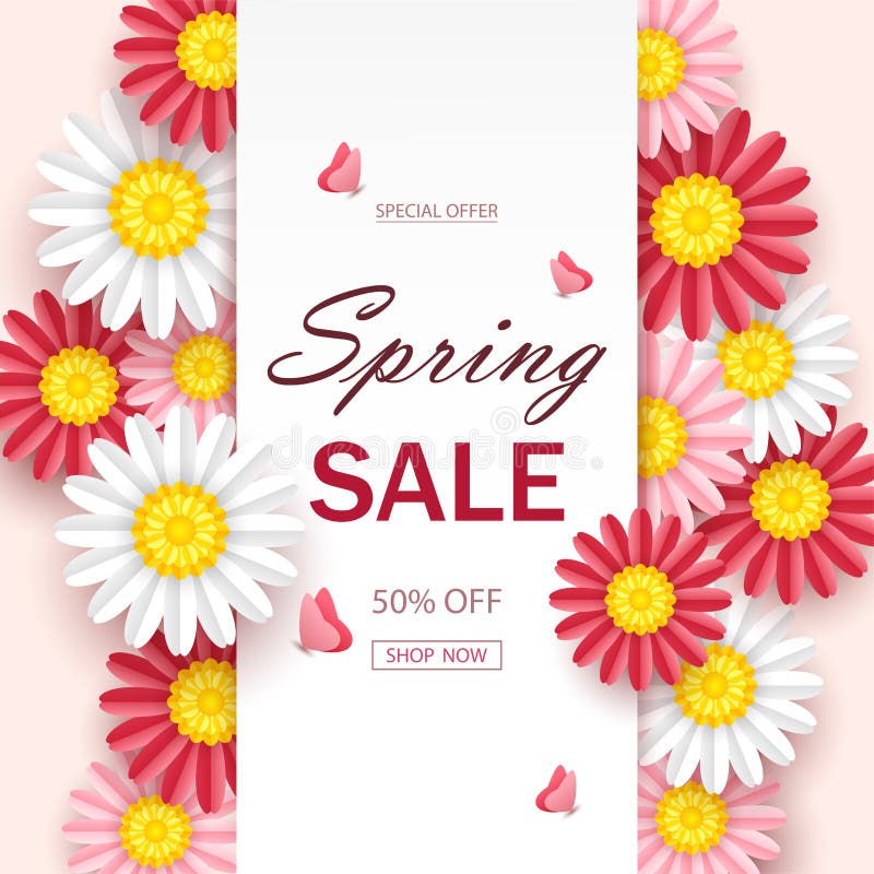 Spring Sale Background with Beautiful Flowers. Banner Perfect for ...