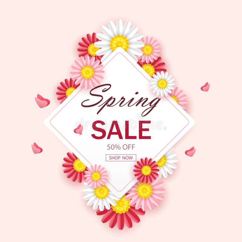 Spring Sale Background with Beautiful Flowers. Banner Perfect for ...