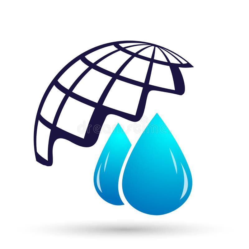 Globe Water Drop Save Logo Concept of Water Drop with World Save Earth ...
