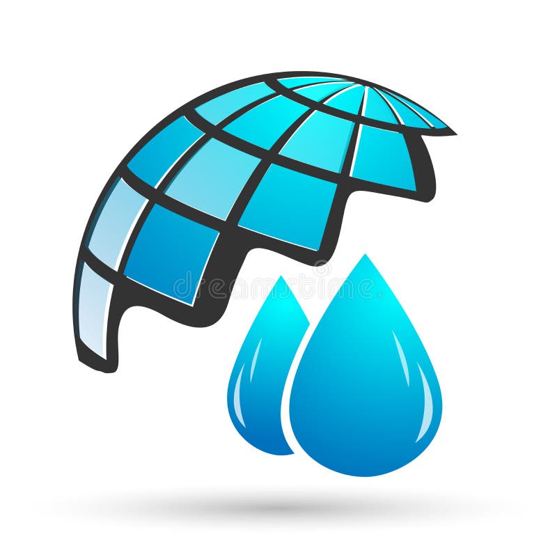 Globe Water Drop Save Logo Concept of Water Drop with World Save Earth ...