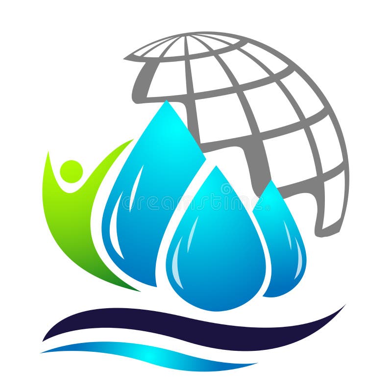 Globe Water Drop Save Logo Concept of Water Drop with World Save Earth ...
