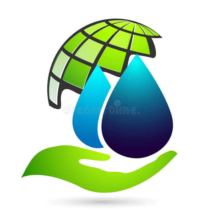 Globe Water Drop Save Logo Concept of Water Drop with World Save Earth ...