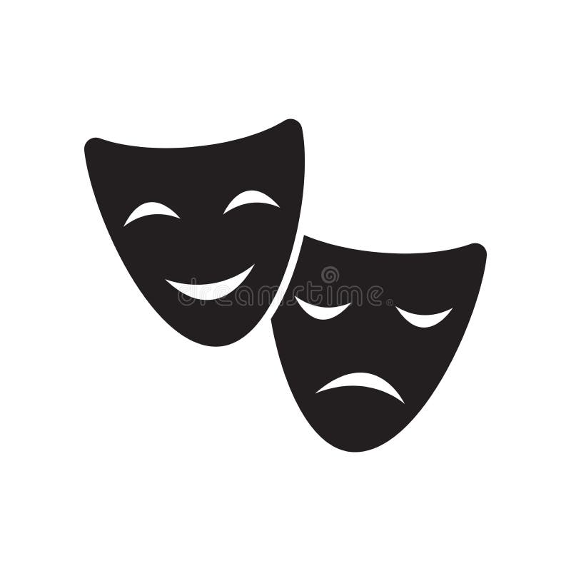 Theatre or Opera Drama Masks Black Isolated Vector Icon. Stock Vector ...