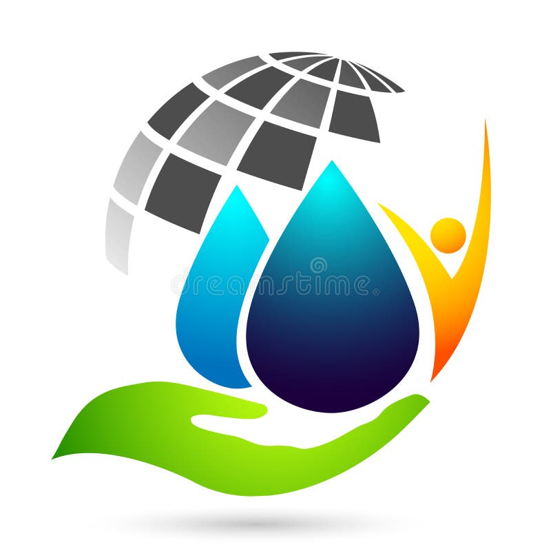 Globe Water Drop Save Logo Concept of Water Drop with World Save Earth ...