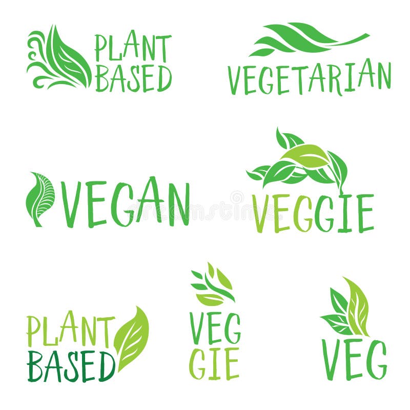 Logotypes for vegan stock vector. Illustration of calligraphy - 173125181
