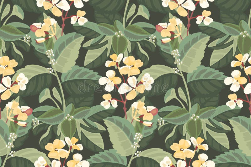 Art Floral Vector Seamless Pattern. a Pale Yellow Mattiola Incana in ...