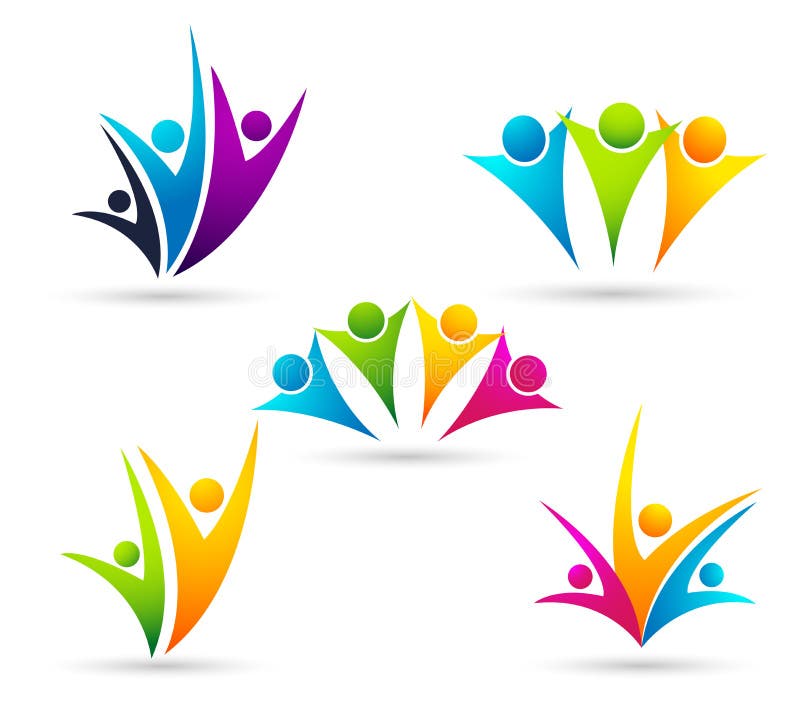 Globe People Union Logo Icon Set World Family Winning Happiness ...