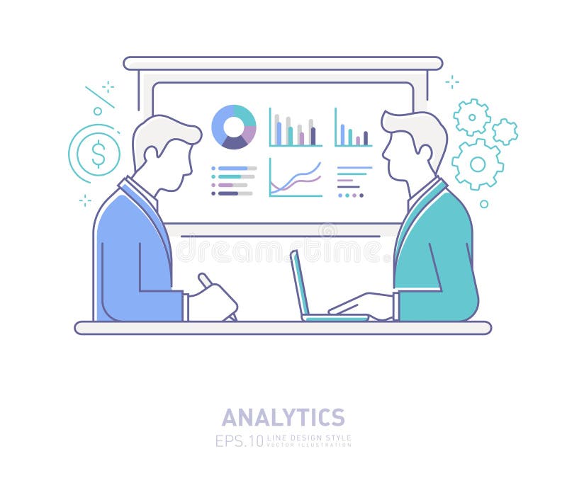 Discussion and Analysis - Vector Line Design Style Isolated Icon Stock ...