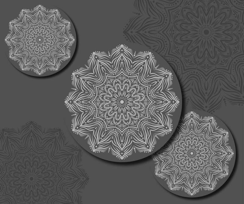 Seamless Mandala Hand Drawn Stock Vector Design, with Grey Color Stock ...