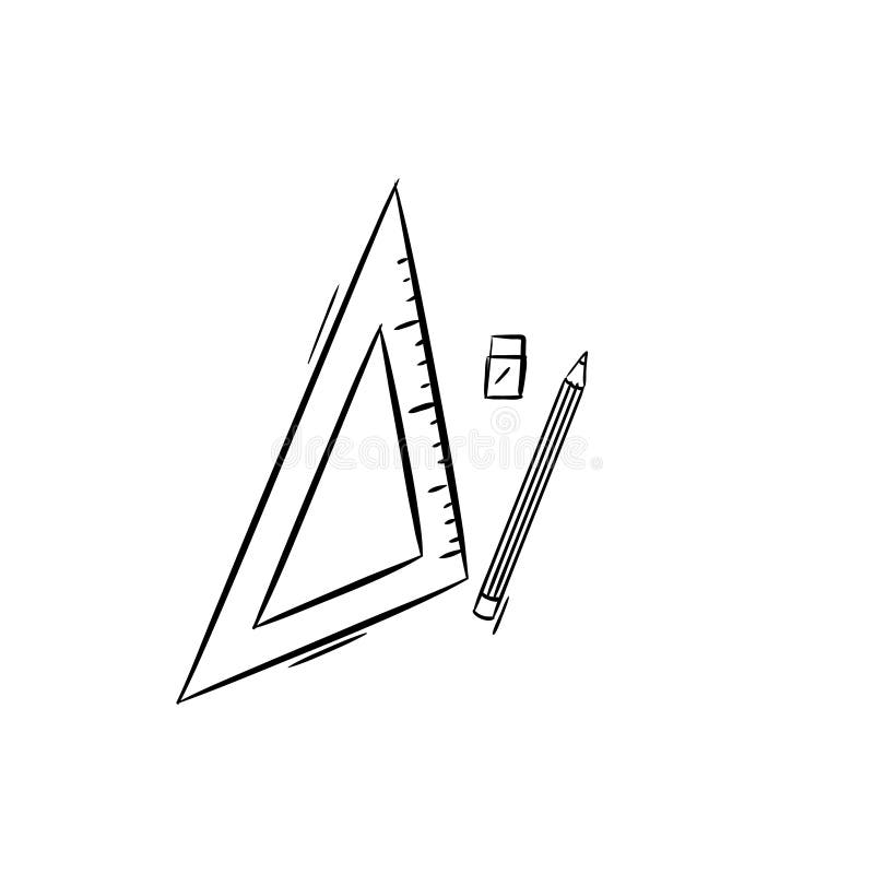 Ruler, Pencil and Box on a Top View. Wooden Object Box Set Stock Vector ...