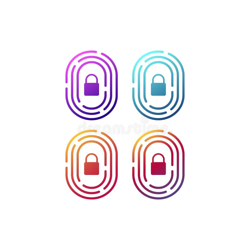 Fingerprint Biometric Identity Icon with Padlock. Stock Vector ...