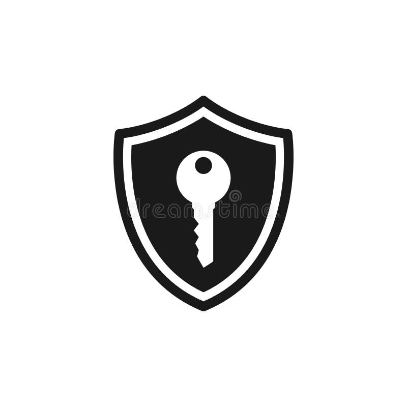 Shield with Key Black Isolated Vector Icon. Stock Vector - Illustration ...