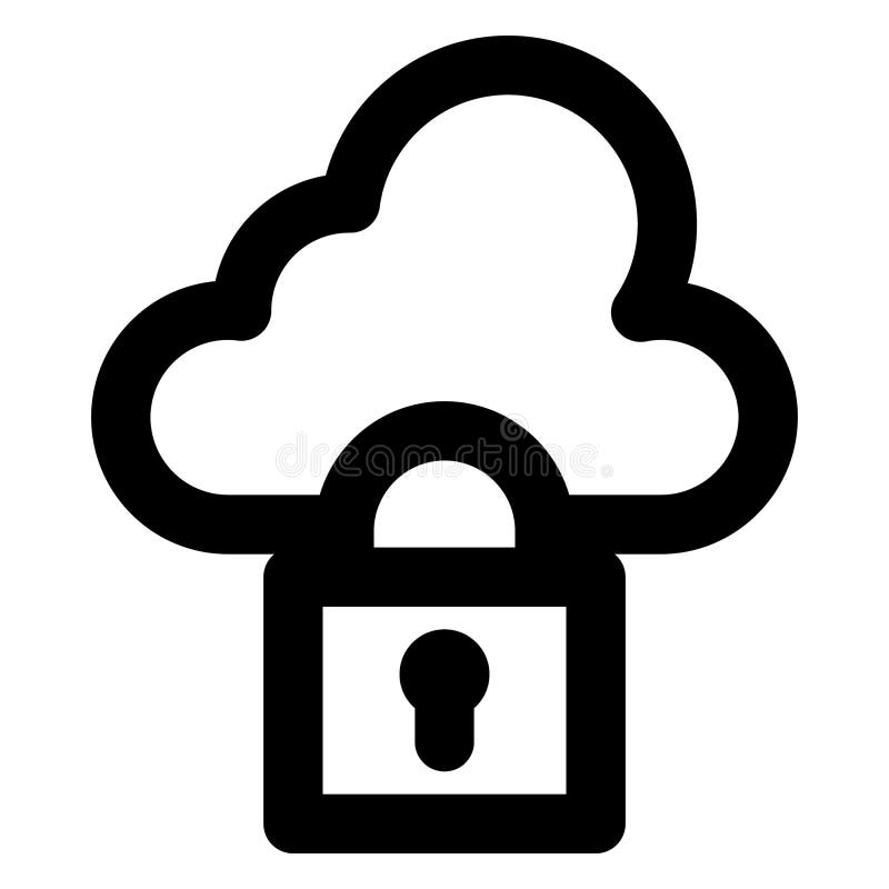 Cloud Computing, Cloud Security Bold Outline Vector Icon Which Can Easily Modified or Edited ...
