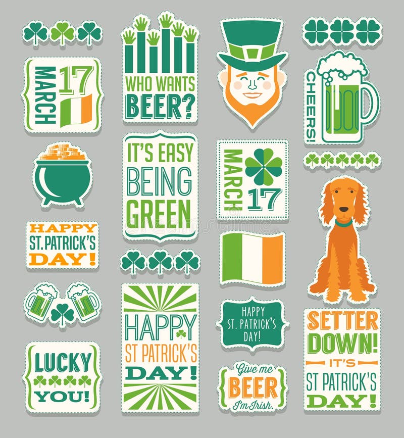 St. Patrick`s Day Vector Design Elements, Typography and Icons Stock ...