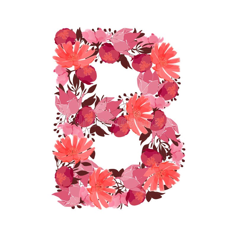 Vector Floral Capital Letter, Character B. Botanical Monogram Stock ...